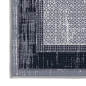 Ottomanson Ottohome Contemporary Bordered Design Rubberback Area Rug, 3'3" x 5', Gray/Navy