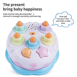 Kids Birthday Cake Toy for Baby with five Candles Music Pretend Play Cake for Toddlers