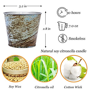 4 Pack Citronella Candles Outdoor and Indoor, 7Oz Soy Wax Candle in Medium Bucket for Patio Ledge Garden Yard Beach