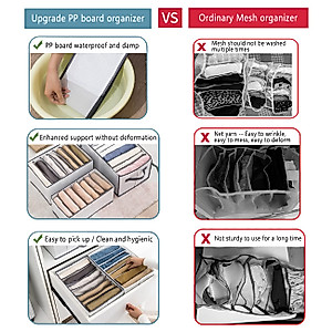 WENSEFTY Wardrobe Clothes Organizer, PP Board Mesh Closet Drawer Organizers for Clothing, Clothes Organizer and storage for folded Jeans Pants T-shirt Legging Dress