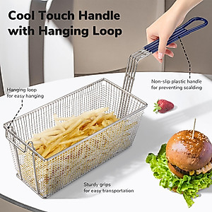 2PCS Deep Fryer Basket With Non-Slip Handle Heavy Duty Nickel Plated Iron Construction 13 1/4" x 6 1/2" x 6" Commercial Use