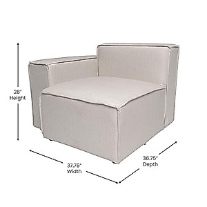 Flash Furniture Bridgetown Fabric Left Chair Module for Sectional Sofa, Customizable Modular Couch Left Seat with Arm Rest, Cream