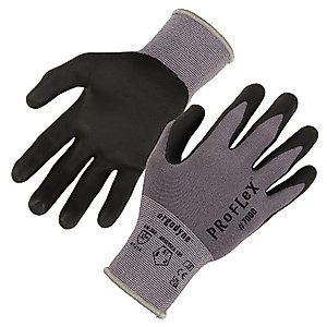Ergodyne ProFlex 7000 Nitrile Coated Work Gloves, Foam Nitrile Palms for Flexible No Slip Grip, Abrasion Resistant, 15g, Touchscreen Capable, Gray, Medium