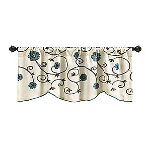 Lush Decor Royal Garden Floral Window Kitchen Curtain Valance, 18” x 42”, Blue