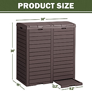 Homall 80 Gallon Outdoor Trash Can Resin Garbage Can Dual Waste Bins with Lid, Drip Tray, Side Grooves for Patio Backyard Deck Roadside