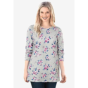 Woman Within Women's Plus Size Perfect Long-Sleeve Crewneck Tee Shirt - 3X, Black