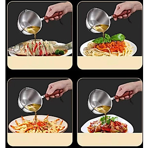 Mini Milk Warmer Pot Stainless Steel Milk Warmer for Coffee, Small Saucepan Heating Cookware Soup Wamer Pan with Heat Resistand Wooden Handle (300ml)