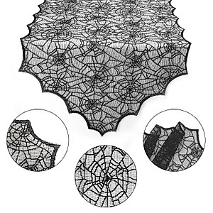 Halloween Table Runner, 18 X 72 Inch Black Lace Spider Web Table Runner, Spider Web Halloween Decorations Halloween Table Decor, Small Table Runner Halloween Table Runners 72 Inches Long Desk Decor