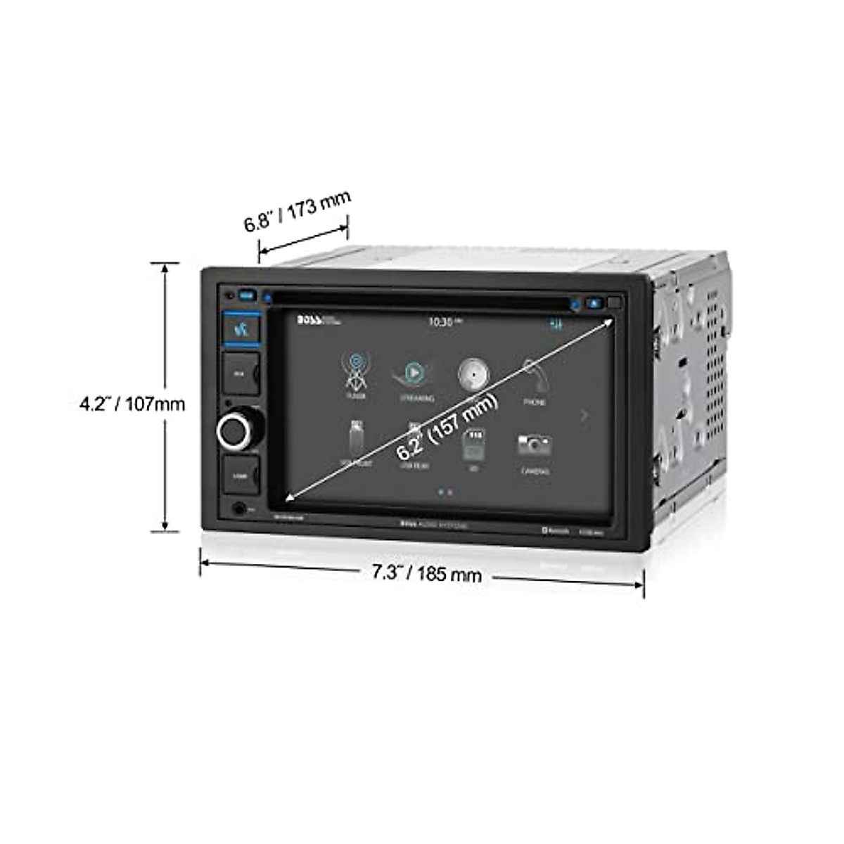 BOSS Audio Systems BV9364B Car Stereo DVD Player - Double Din, Bluetooth Audio/Hands-Free Calling, 6.2 Inch Touchscreen LCD Monitor, MP3 Player, CD, DVD, USB Port, SD, AUX Input, AM/FM Radio Receiver