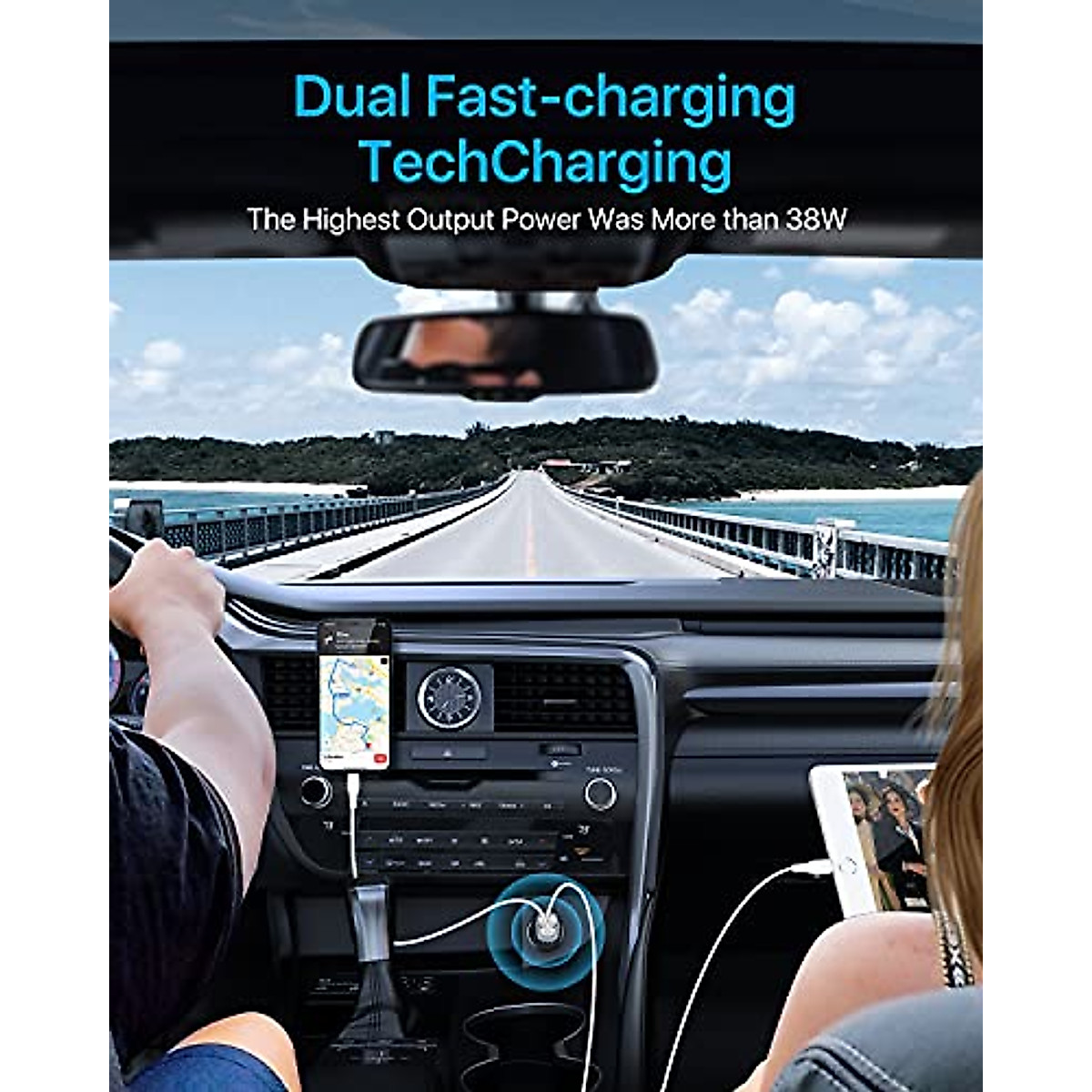 [Newest & Fastest] andobil USB C Car Charger [Fast Charging & Power-Consuming APP Friendly] 38W Dual Port Car Adapter Compatible with Magsafe, iPhone 14 Pro, 14 Plus, 14 Pro Max, All iPad and iPad Pro