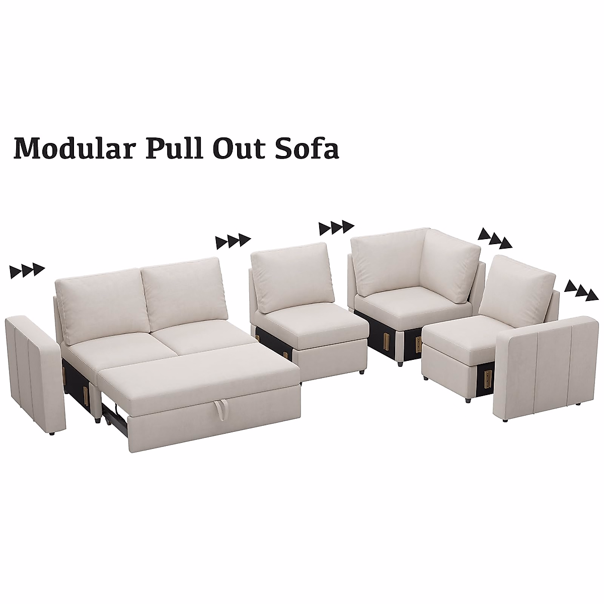Belffin Velvet Middle Module Seat for Modular Sectional Sofa Couch Armless Single Seat Module Sofa Chair Beige