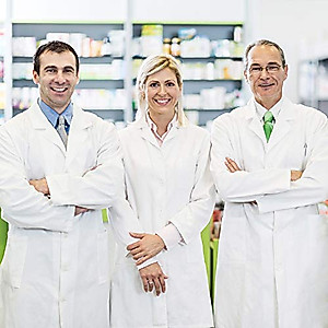 TALVANIA Lab Coat Women White Long Sleeve Uniform Lab Coats Cotton Laboratory Doctor Nurse Coat (X-Large)