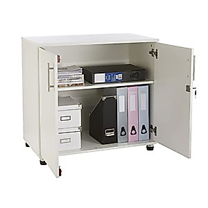 MMT Furniture 2 Door Locking Office Storage Cabinet - File Cabinet Organiser Cupboard - Wooden Filing Cabinet - Free Standing Adjustable Shelves Bookcase - Desk Extension Cabinet