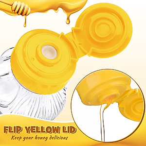 Thenshop 48 Pcs 8oz Plastic Honey Bear Bottle Empty Honey Squeeze Bottle Bear Shaped Honey Containers Honey Bear Cup Bear Honey Bottle Jars with Yellow Flip Top Lid for Storing and Dispensing, Clear