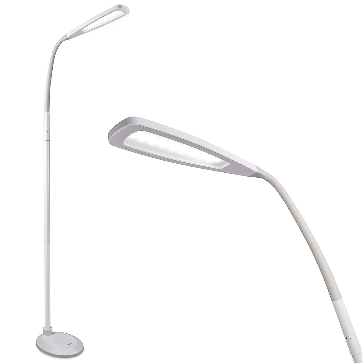 OttLite LED Standing Floor Lamp with Adjustable Flex Neck - Dimmable with 3 Brightness Levels & Energy Efficient Natural Daylight LEDs - Stable Base for Living Room, Dorm, Bedroom, Office & Workshop