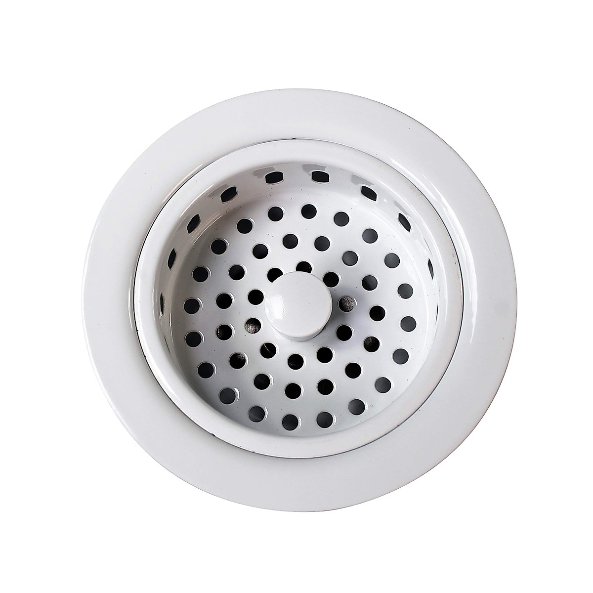 Westbrass CO2185-50 Combo Pack 3-1/2" Post Style Large Kitchen Sink Basket Strainer and Waste Disposal Drain Flange with Stopper, Powder Coat White