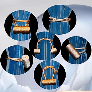 2 Pack Magnetic Curtain Tiebacks, The Most Convenient Drape Tie Backs,European Style Decorative Weave Rope Curtain Holdbacks Holder for Window Sheer Blackout Drapries Office, 16 inch(Silver Grey)