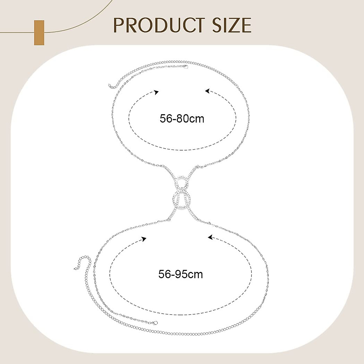 GEMILY Silver Rhinestone Chest Chain Fashion Boho Crystal Bra Chains Bikini Nightclub Body Chain Body Jewelry Accessory for Women and Girls (D-Silver)