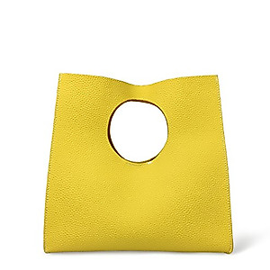 HOXIS Vintage Minimalist Style Soft Pu Leather Handbag Clutch Small Tote (Yellow)