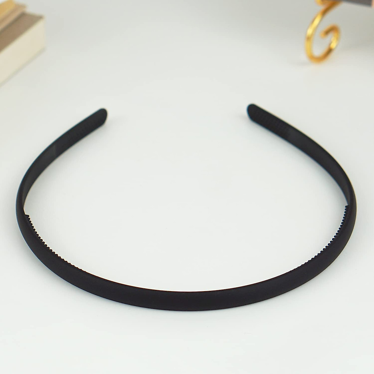 Xiaocao8 5PCS Non Slip Plastic Headbands for Women and Girls Wide Head Bands with Teeth Black Blue White Coffee Pink Green Hair Bands (Black)