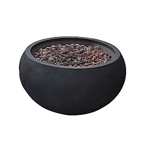 York Concrete Fire Pit 27" x 27" Outdoor Patio Firepit Includes Lava Rocks Modern Fire Pits & Outdoor Fireplaces for Garden, Deck, Indoor & Outdoor Heating