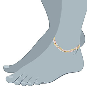 Jewelry Affairs Tricolor Braided Snake Chain Anklet In Sterling Silver, 10"