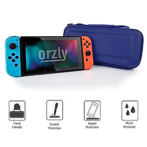 Orzly Carrying case for Nintendo Switch OLED and Switch Console - Midnight Blue Protective Hard Portable Travel case Shell Pouch for Nintendo Switch Console & Accessories