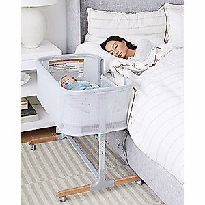 Skip Hop Baby Bassinet, Cozy Up 2-in-1 Bedside Sleeper & Bassinet, Grey