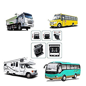 Camecho Vehicle Backup Camera 7 Inch 4 Split Monitor+ 4 Cameras with Front View, Rear View 18 IR Night Vision Waterproof Auto Camera with 2x33 ft and 2x65ft Cables for Trucks, RV, Trailer, Bus
