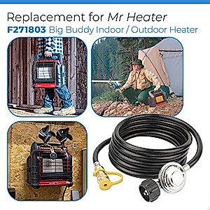 F271803 12ft Propane Heater Adapter Hose with Regulator,for Mr. Heater Big Buddy Indoor Outdoor Heater,3/8 inch Female Quick Connect x QCC1 Propane Tank Connection
