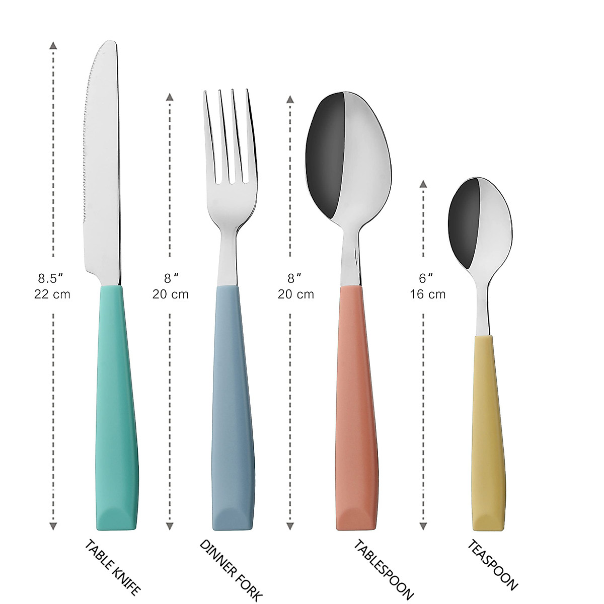 ANNOVA 24PCS Flatware Set Stainless Steel Silverware/Cutlery Set With Colored Handles Comfortable to Hold - Dinner Forks, Dinner Knives, Dinner Spoons, Dessert Spoons - (Mix Color)