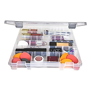 AB Designs 9101ABD Super Satchel Slim with Removable Dividers, Stackable Home Storage Organization Container, Clear with Silver Latches