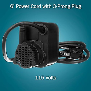 Little Giant PE-1H 115-Volt, 1/125 HP, 170 GPH Epoxy Encapsulated Small Submersible Direct Drive Pump with Hooded Volute, 6 Ft. Cord, Black, 518203