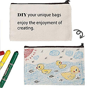 Canvas Pencil Pouch, Blank Makeup Bags,Pencil &Cosmetic Bag,fit for HTV and Iron on Vinyl DIY