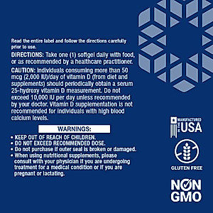 Life Extension Vitamin D3 125 Mcg (5000 Iu) – Promotes Bone Health, Brain Health And Immune Function – Non-gmo – Gluten-free – 1 Daily – 60 Softgels