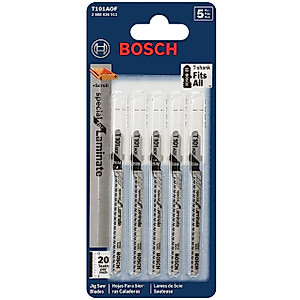 BOSCH T101AOF 5-Piece 3-1/4 In. 20 TPI Special for Laminate T-Shank Jig Saw Blades , Silver