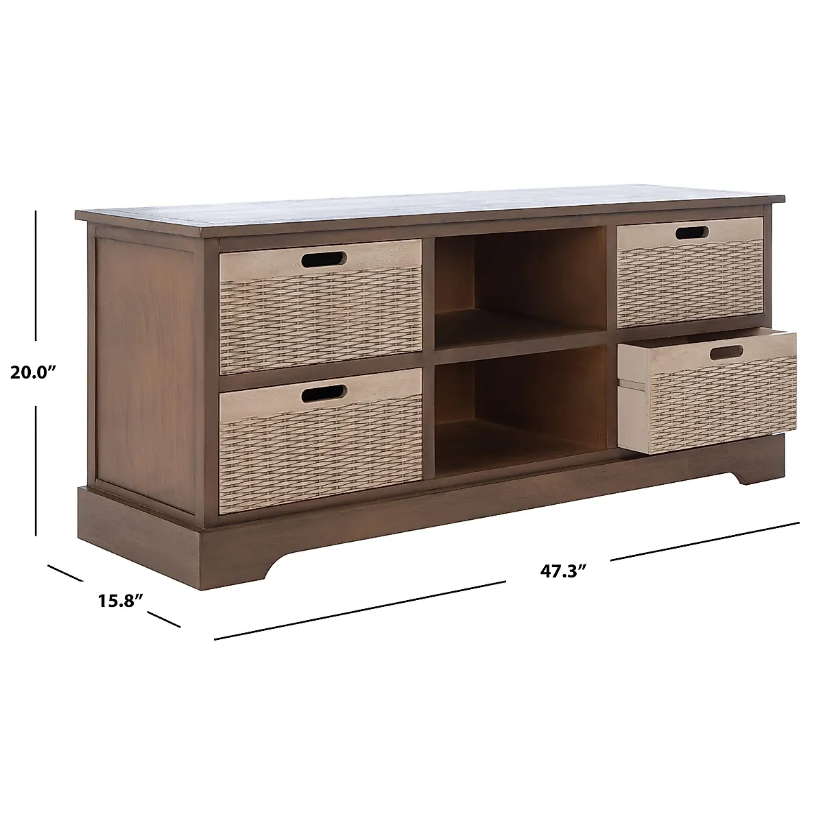 SAFAVIEH Home Collection Landers Brown 4-Drawer Media Stand (up to 55-inch Flat Screen TV)