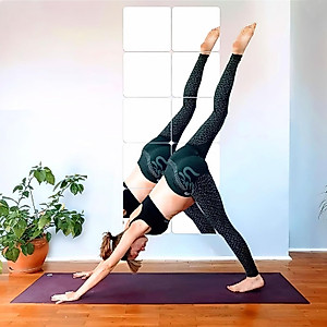 JUNEBRUSHS 4 Pack Self Adhesive Acrylic Mirror, 8 x 8 Inch Mirror Tiles,Flexible Plastic Mirror Sheets Wall Stickers,2MM Thick Mirror,Frameless Small Mirror