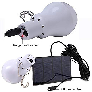 ABZXT Solar Powered Lamp Portable Led Bulb Lights Solar Energy Panel Led Lighting for Camp Tent Night Fishing Emergency Lights Flash 350LM(Pack of 2)