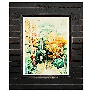 Eosglac 8x10 Picture Frame Distressed Black, Timbermount Rustic Photo Frame with Wood Siding Look, Tabletop or Wall Display