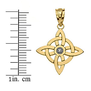 10k Gold Solitaire Diamond Wiccan Witch's Knot Pagan Symbol Pendant