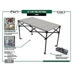 Rio Gear 48" x 25" Outdoor Camping Aluminum Roll Top Table