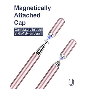 Stylus Pen for iPad 2 Pack, LIBERRWAY 2 in 1 Disc Stylus Pens for Touch Screens, Capacitive Stylus with Magnetic Cap, Compatible with iPad iPhone Pro Android Chromebook (White & Rosegold)
