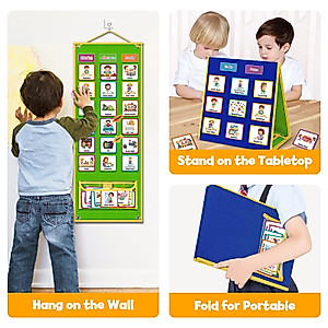 Godery Large Visual Schedule for Kids Chore Reward Chart,Bedtime Routine Chart for Toddlers,Double Side Weekly Planner Board with 109 Cards for Home School Planner,Autism Learning Materials.