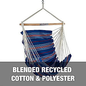 Bliss Hammocks WM-412F_2 Polyester Multi Color Hammock Chair with Collapsible Push-Pin Spreader Bar, Patriotic Stripe