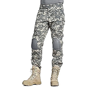 JSFOIRYROU Mens Tactical Military Suits Long Sleeve Waterproof Rip-Stop Uniforms Combat Shirt and Pants Elbow Knee Pads (Gray,XX-Large)