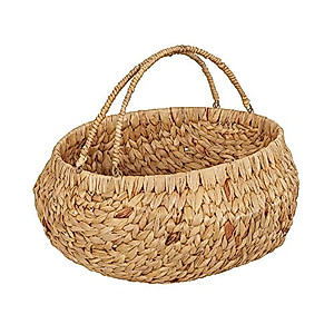 Household Essentials Brown Woven Wicker Flower Basket with Handles | Natural Hyacinth