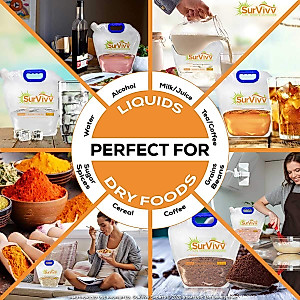 SurVivv Premium Collapsible Water Container Bag, No-Leak, Freezable, Odorless, Flat Folding, BPA Free Food Grade Clear Plastic Storage Tank for Sports Outdoors Camping (1.3 Gal 5Pk)