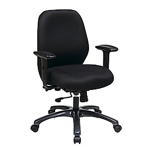 Office Star 24/7 Elite Intensive Use Ergonomic Office Chair with 2-to-1 Synchrony Tilt with Seat Slider, Adjustable Arms and Titanium Finish Aluminum Base, Icon Black