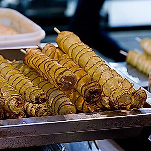 BambooMN Premium 15" Inch (1.25ft) Long 5mm Thick Safe Multipurpose Tornado Twist Potato Bamboo Skewers, 300 Pieces Perfect for Camping or Outdoor Party, Garden Sticks